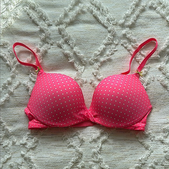 Victoria's Secret | Intimates & Sleepwear | Pink Polka Dot Pushup Bra ...